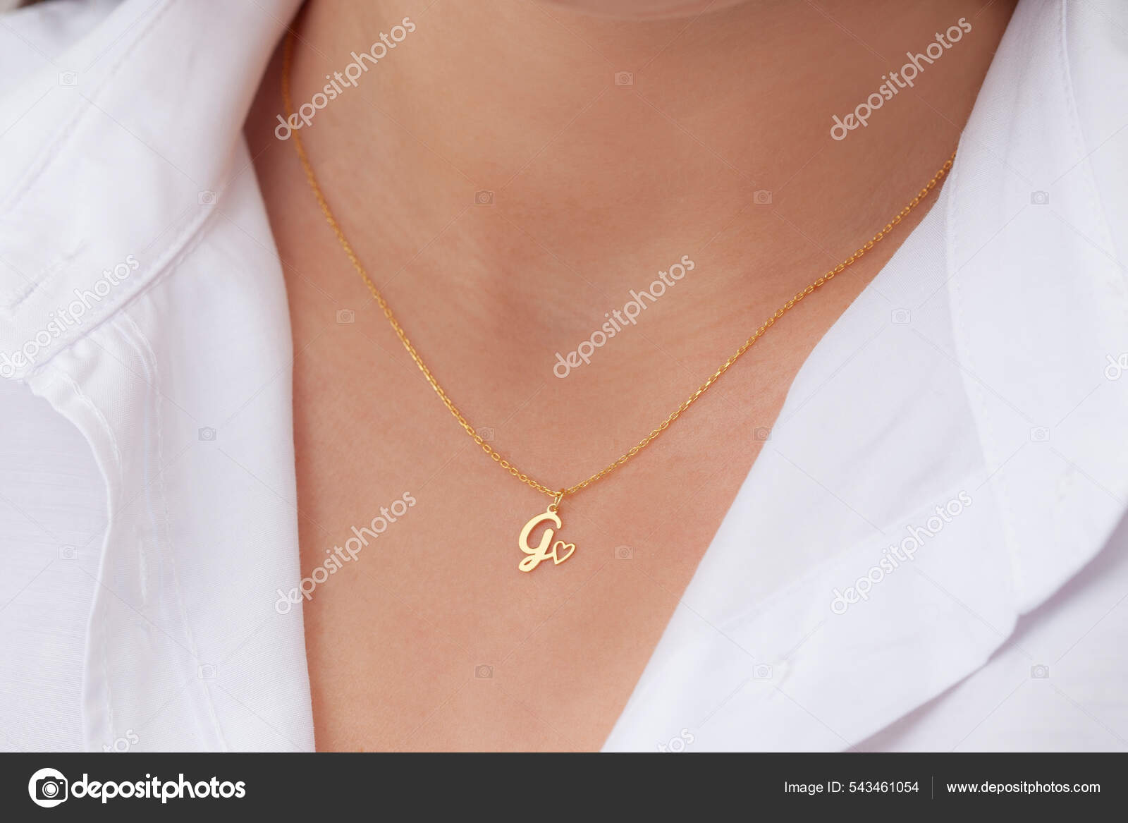 Gold Initial Necklace Neck Attractive White Dress Girl Personalized ...