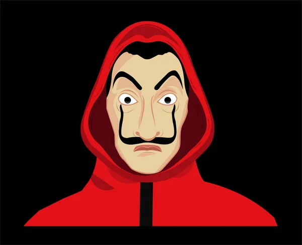 Money Heist Title Dali Mask Clothes Red Casa Papel Design Stock Vector