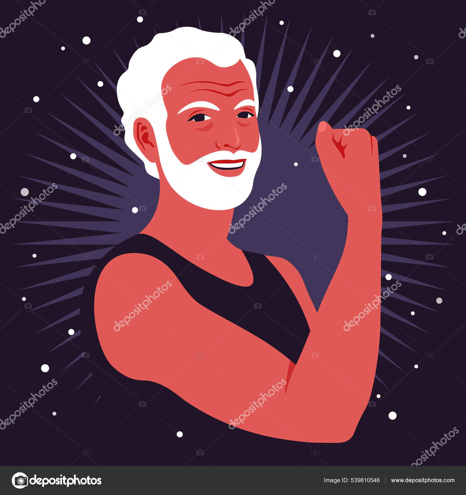 Portrait Strong Elderly Man Showing His Arm Muscles Hand Gesture Stock ...