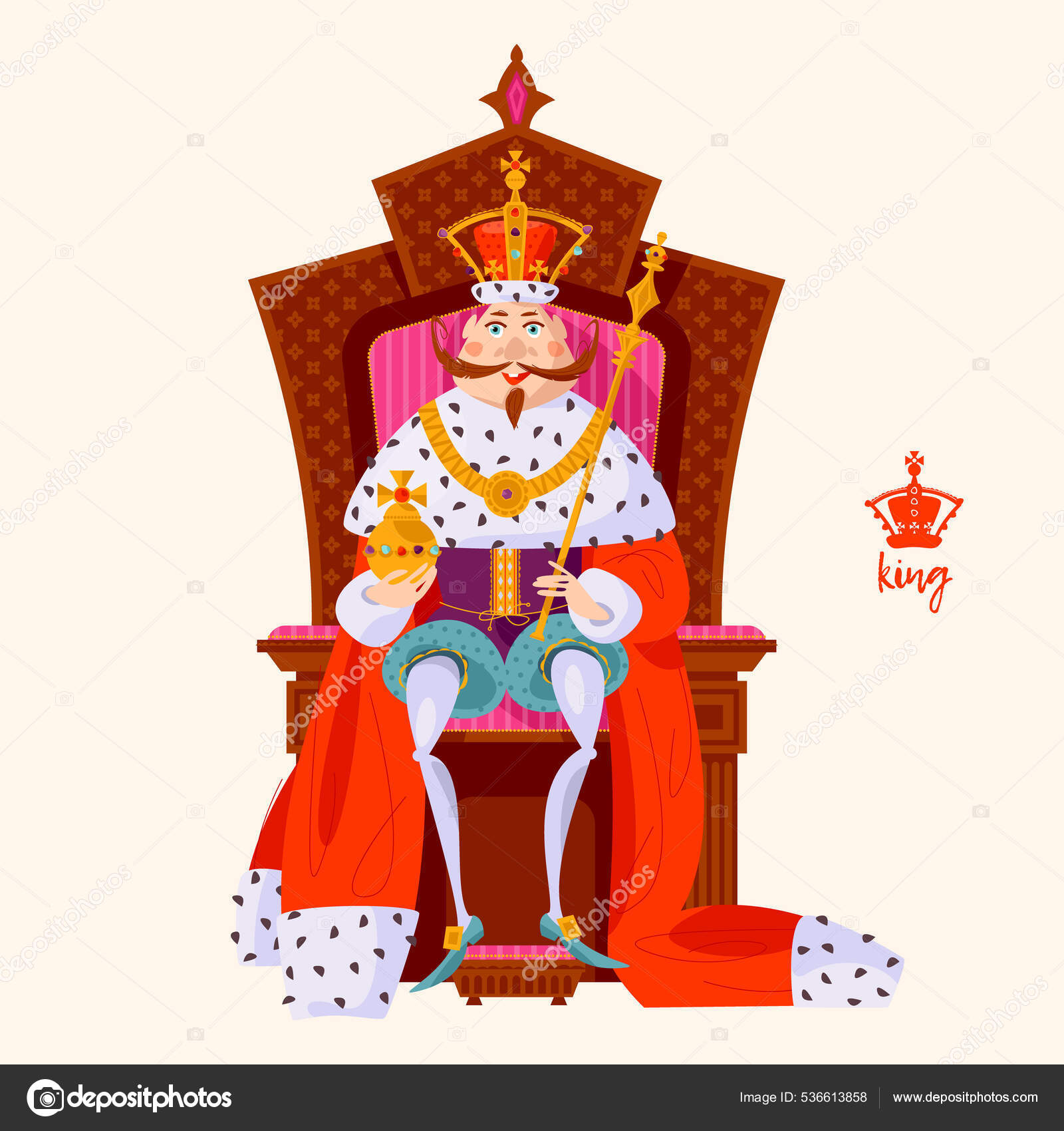 Cartoon King On Throne