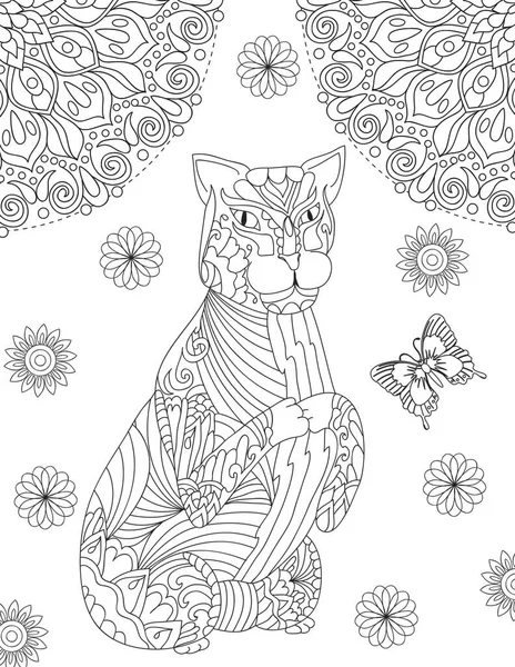 Cat Coloring Page Adult Stock Vector by ©ImagePlus+ 589485956