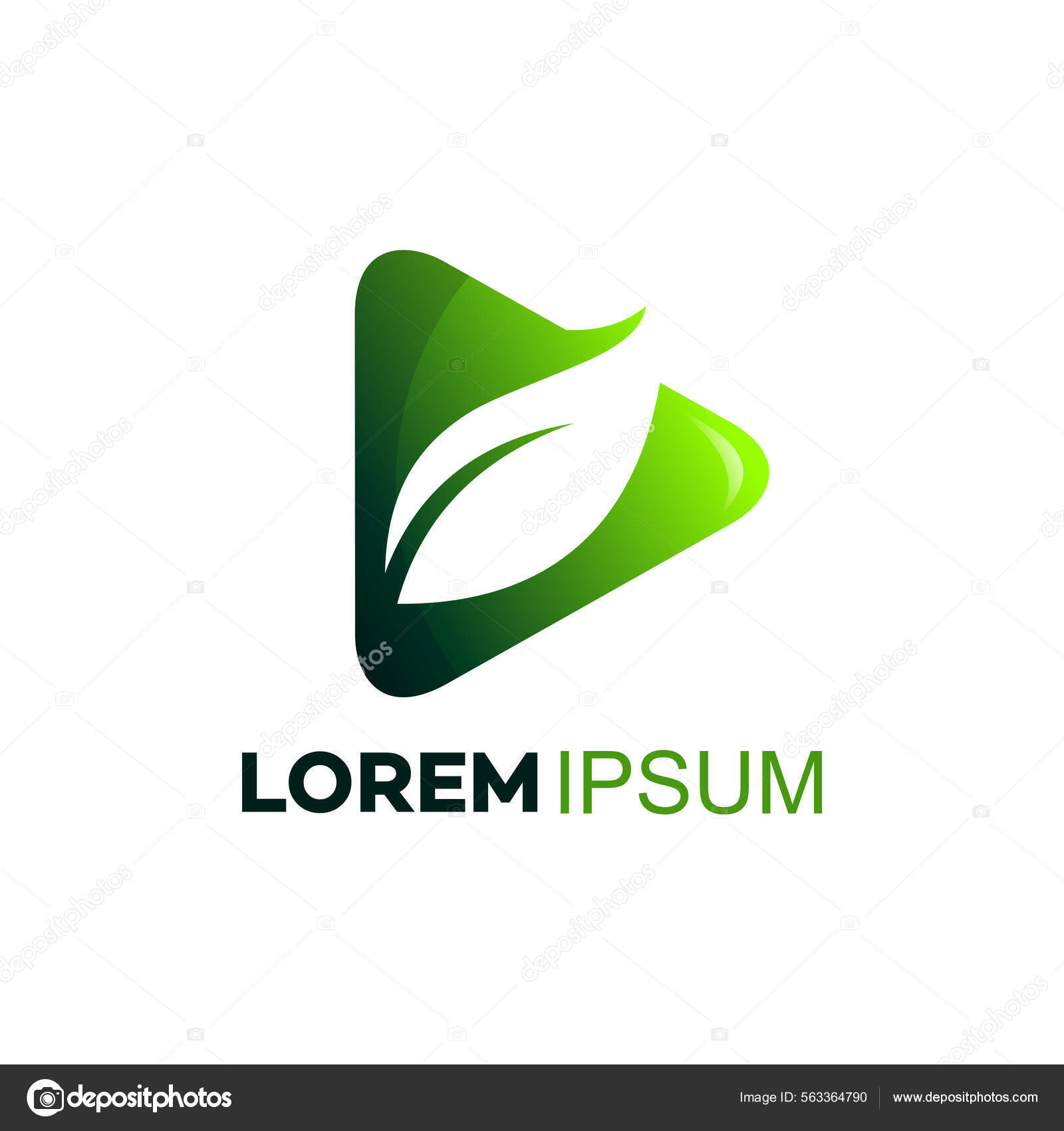 Play Nature Logo Play Button Leaf Combination Logo Template Green Stock ...