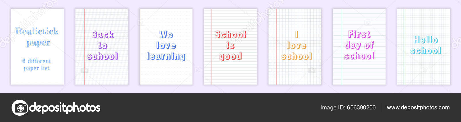 Realistic Square Lined Paper Blank Sheets Set Isolated Transparent ...