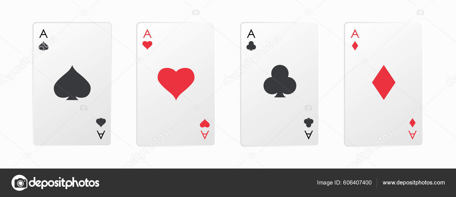 Realistic Playing Card Four Aces Playing Card Suits Set Hearts Stock ...