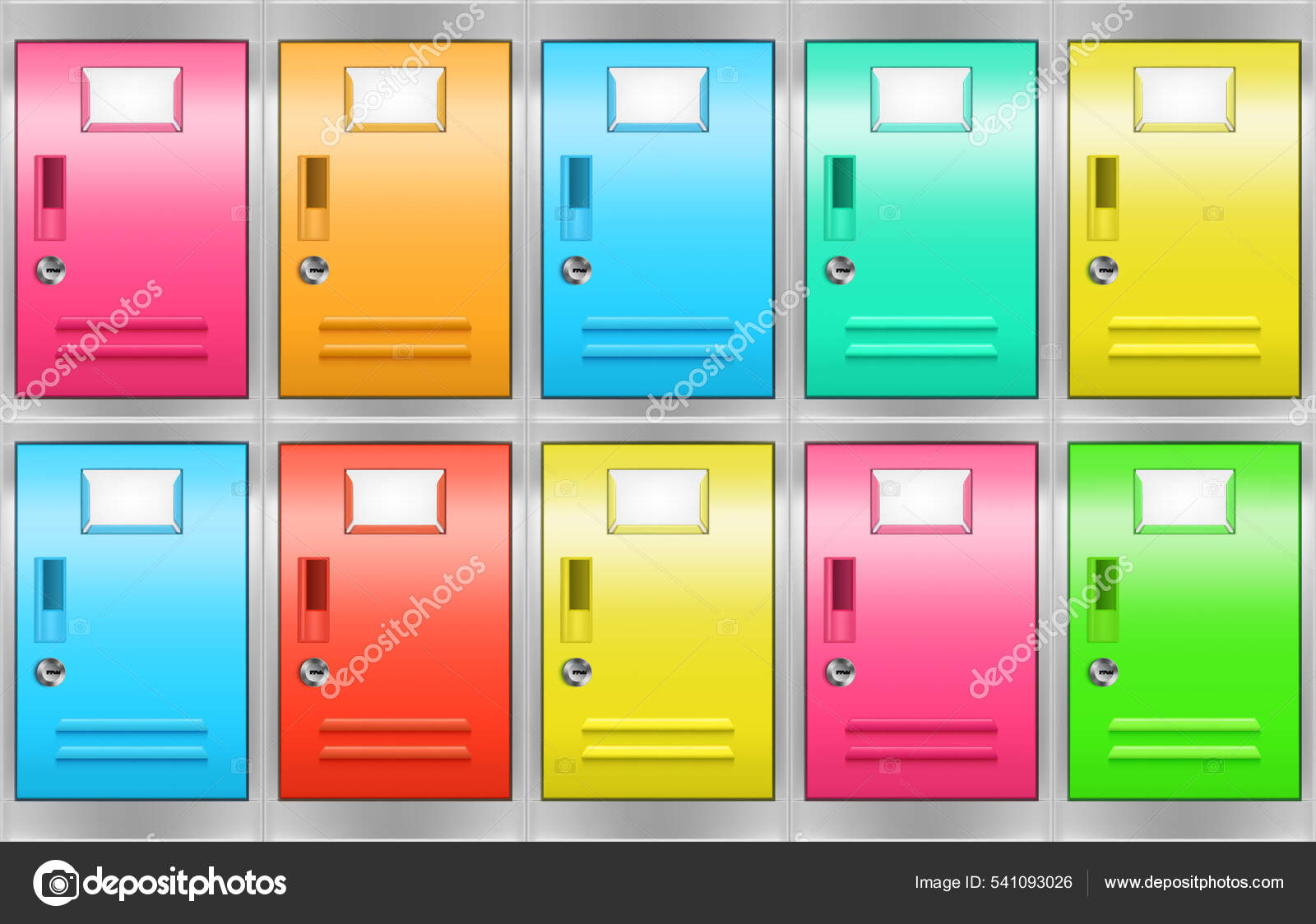 Steel locker cabinet with colored compartments Stock Vector by ...