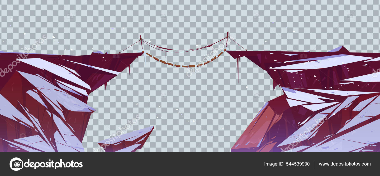 Suspension bridge over precipice between cliffs Stock Vector Image by ...