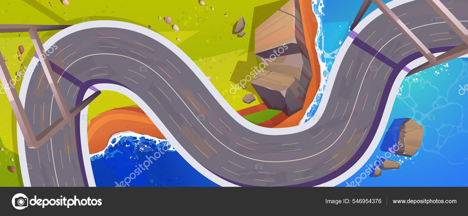 Top view of overpass car road above sea coast Stock Vector by ©klyaksun ...