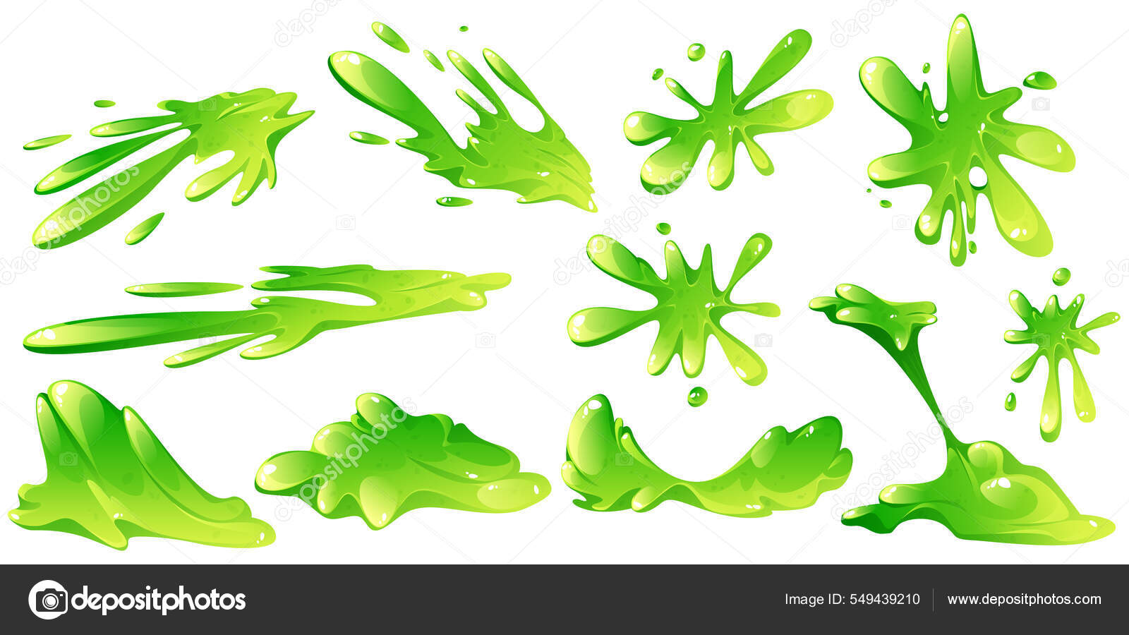Green slime Liquid toxic ooze isolated vector set Stock Vector by ©klyaksun 549439210