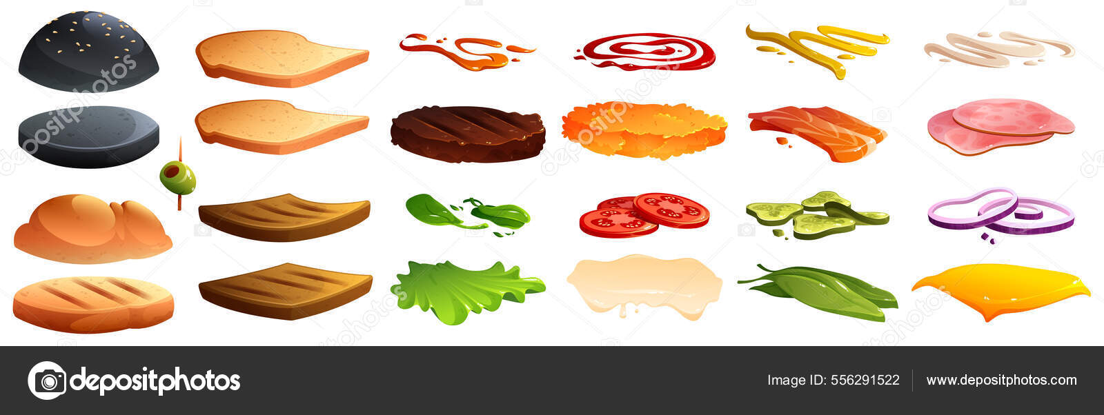 Burger and sandwich constructor with ingredients Stock Vector Image by ...