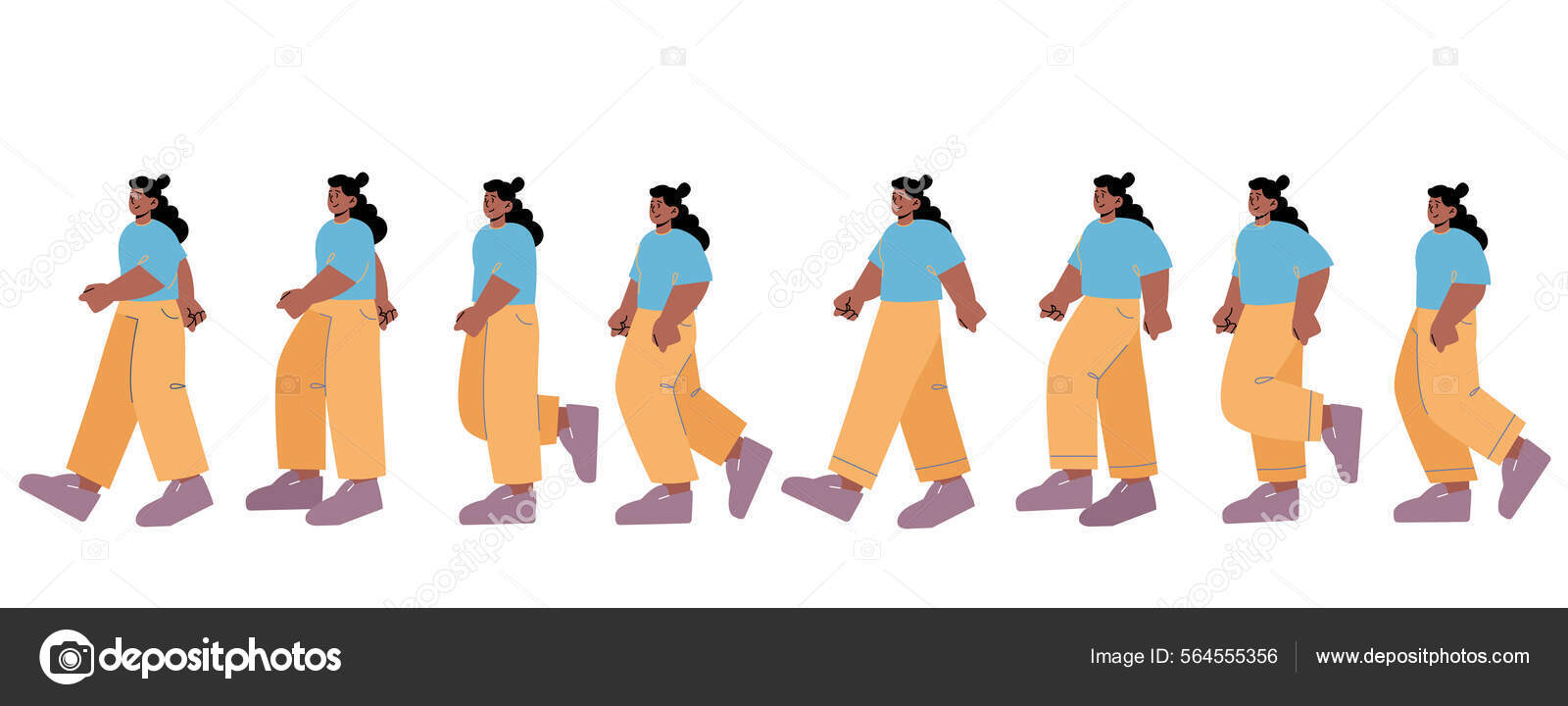 Woman walk animation, sequence cycle for game Stock Vector Image by ...