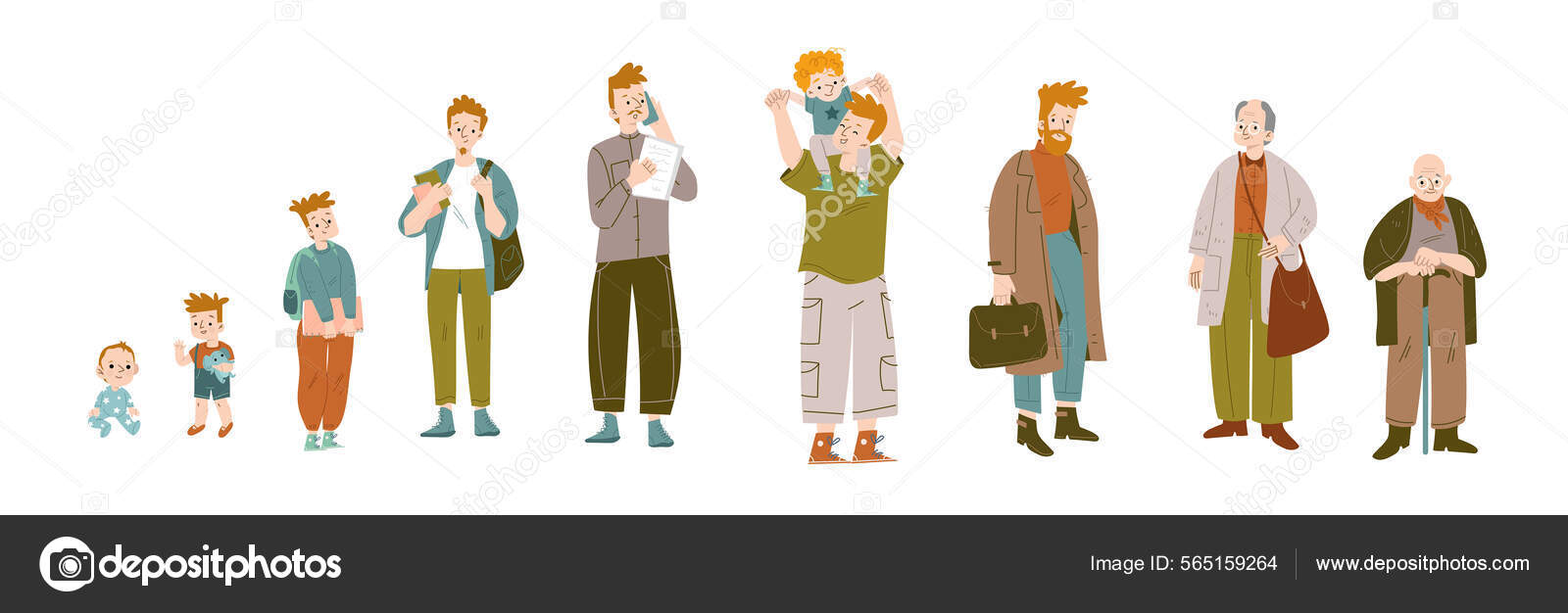 Ciclo de vida desde la edad del bebé hasta la vejez Stock Vector by ©klyaksun 565159264