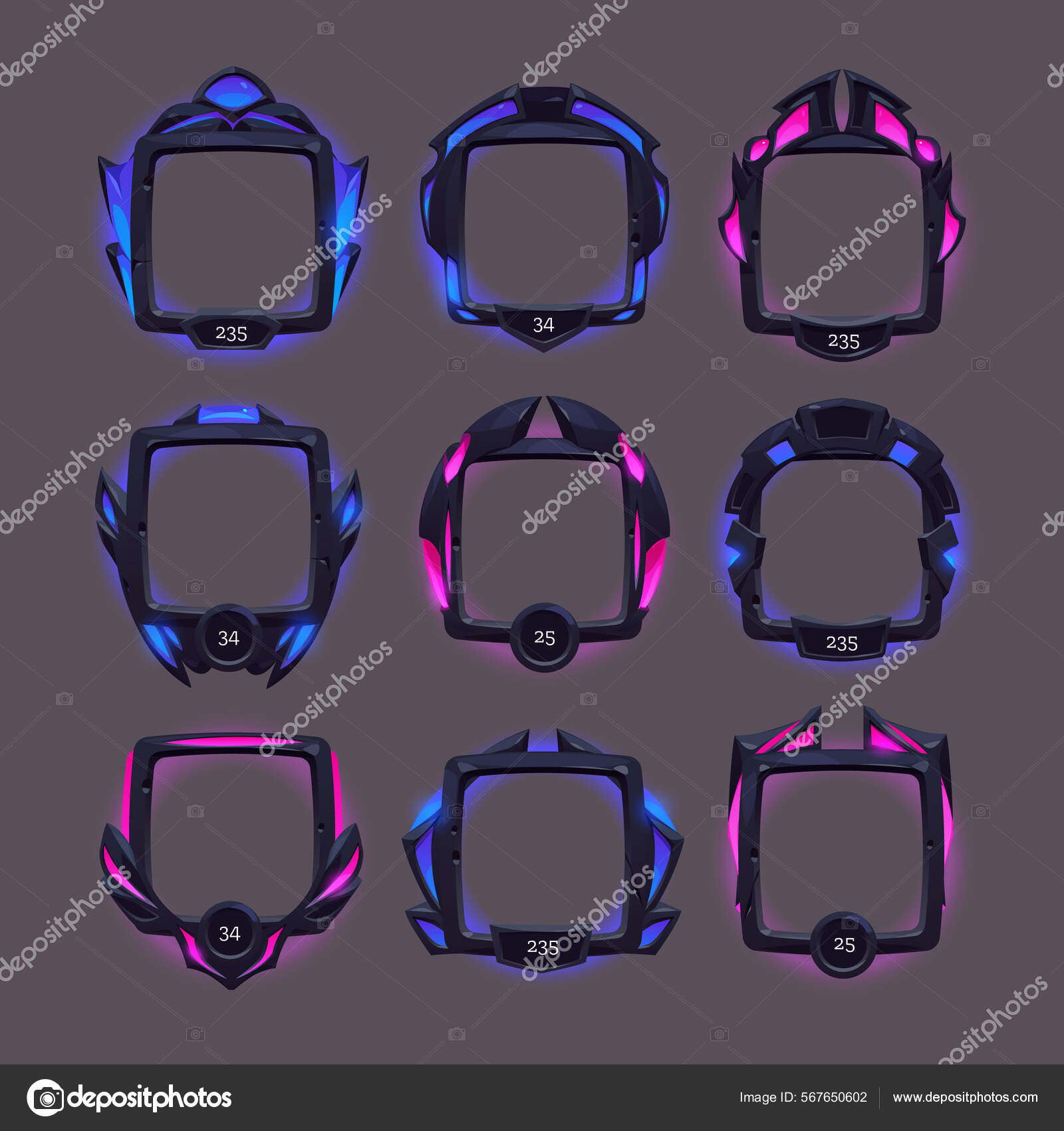 Futuristic frames for game avatar with grade Stock Vector Image by ...