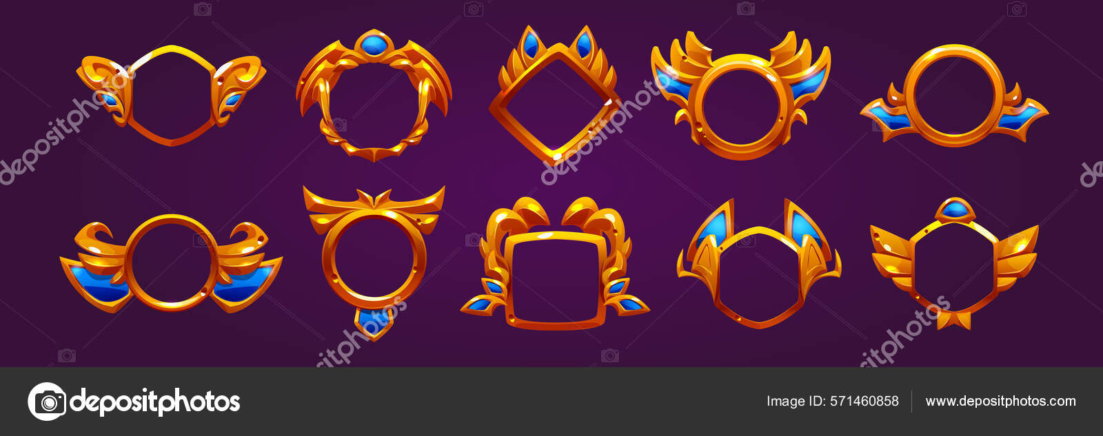 Golden award badges, game avatar frames Stock Vector Image by ©klyaksun ...