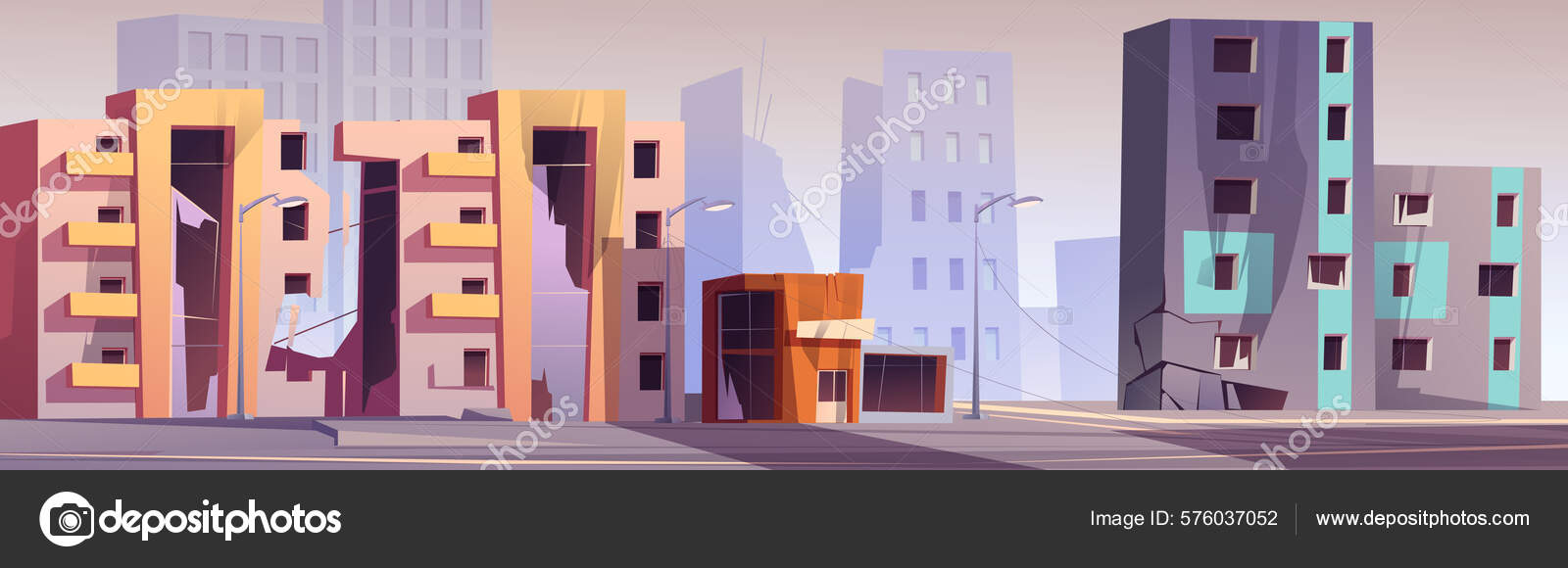 Destroyed City Buildings Natural Disaster War Apocalypse Landscape ...