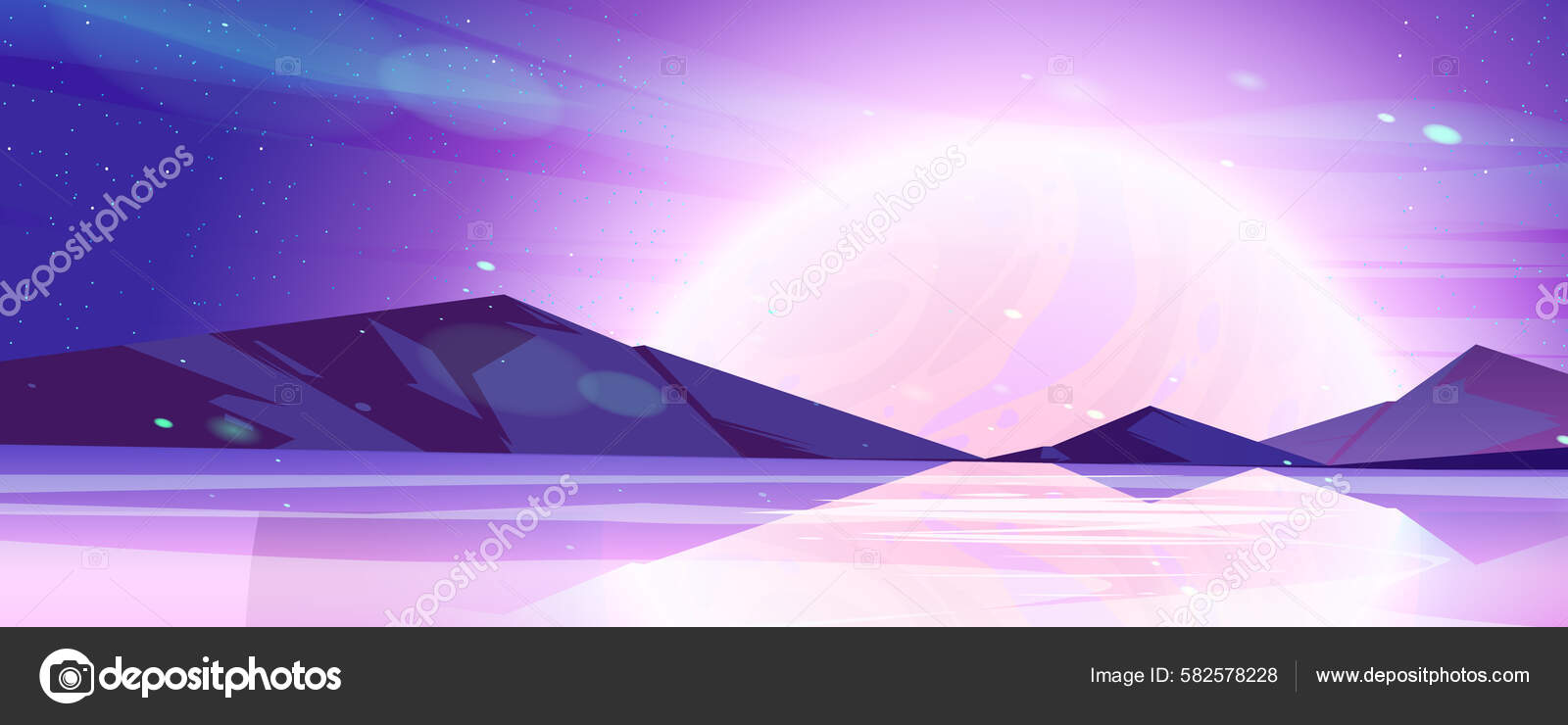 Alien Planet Landscape Space Background Water Pond Purple Mountains ...