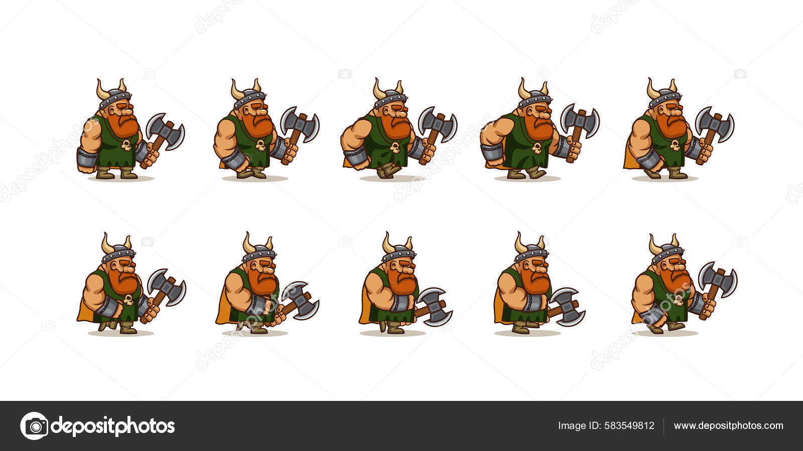 Game Icons Set Character Viking Walk Cycle Sequence Vector Cartoon ...