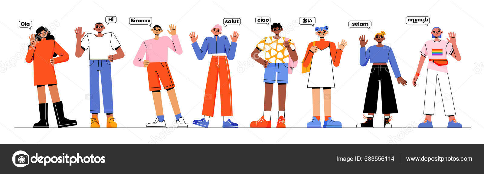 People Say Hello Different Languages Vector Flat Illustration Diverse ...