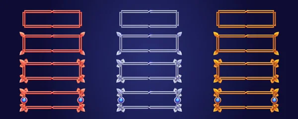 Silver, bronze and golden vintage game frames, ui medieval borders of ...