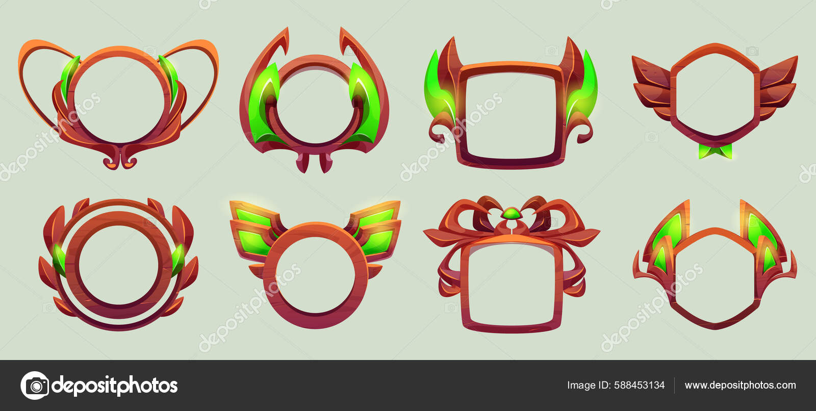 Game Level Avatar Frames Icons Buttons Ranking Badges Achievement ...