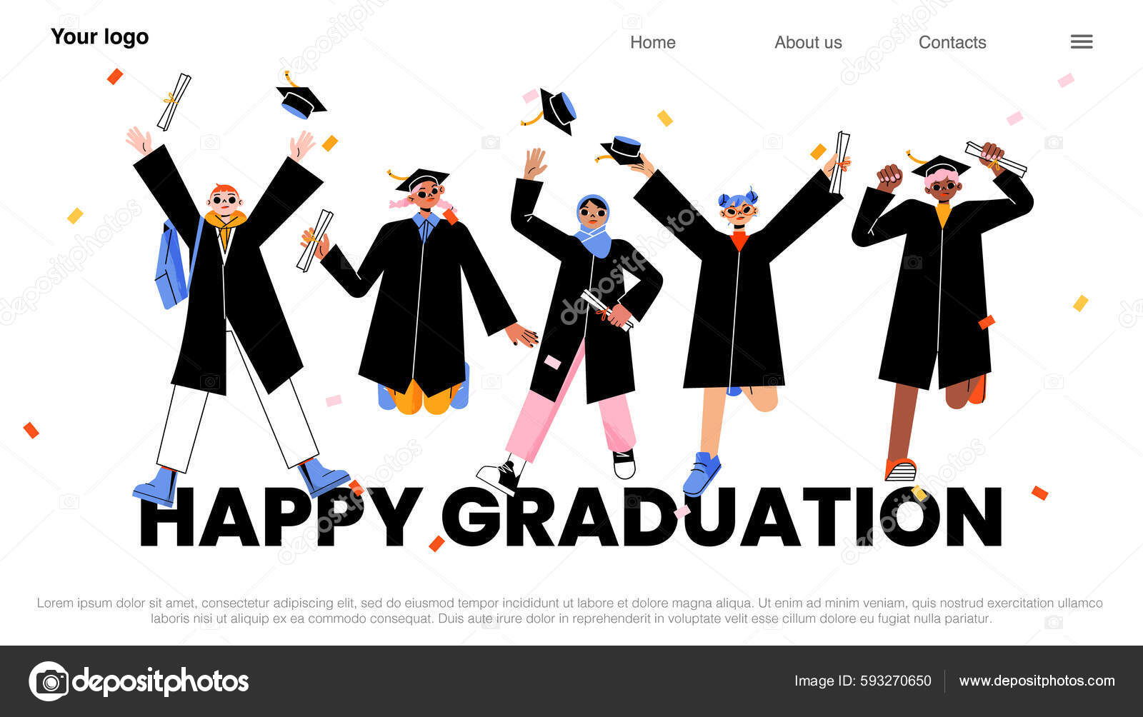 Image vectorielle Happy Graduation Banner College University Graduates ...