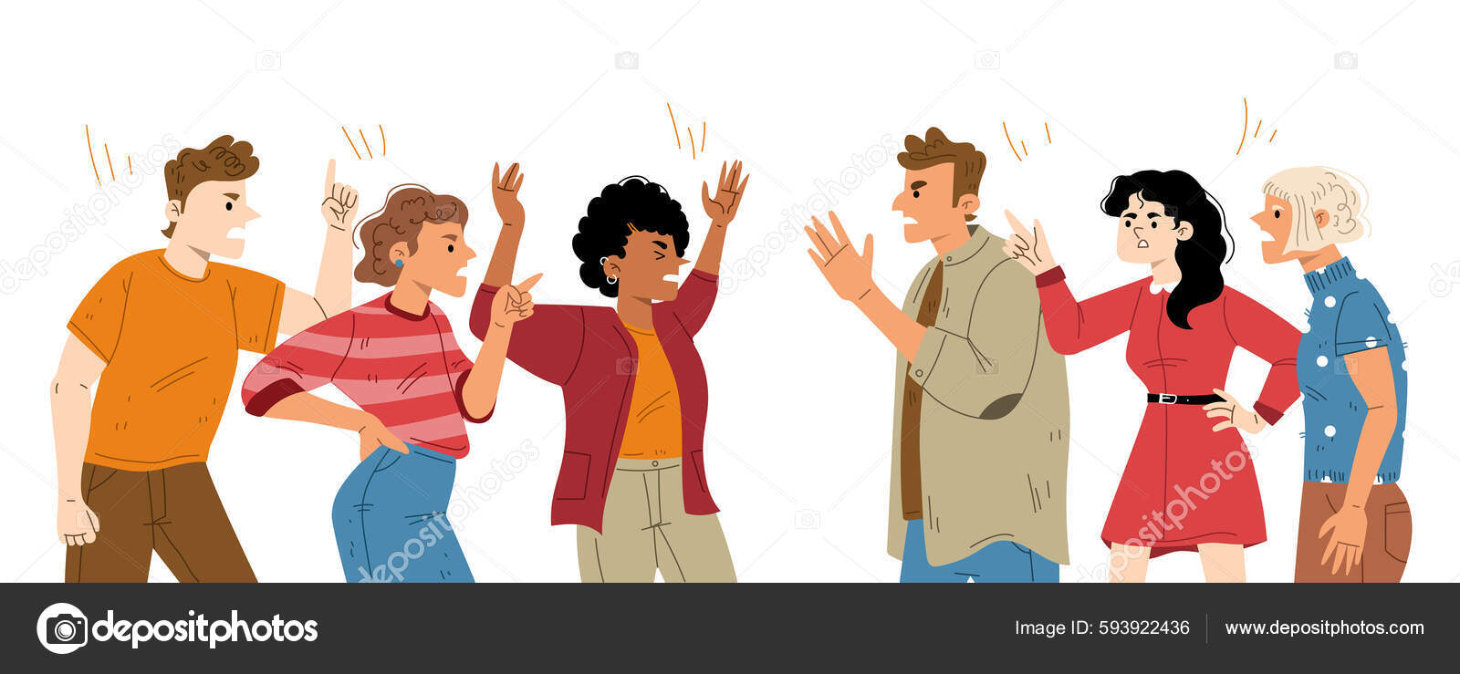 Group Angry People Quarrel Argue Concept Conflict Team Relationship ...