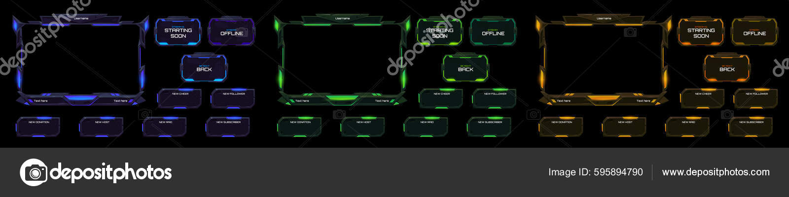 Neon Stream Overlay Mmo Game Menu Space Frame Streaming Screen Stock ...