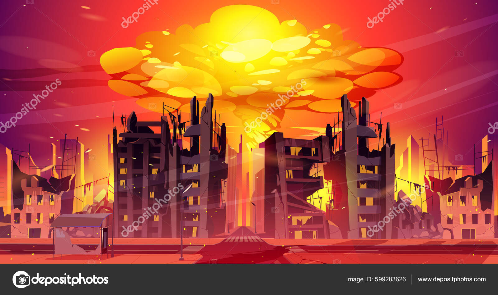 Destroyed City Drawing