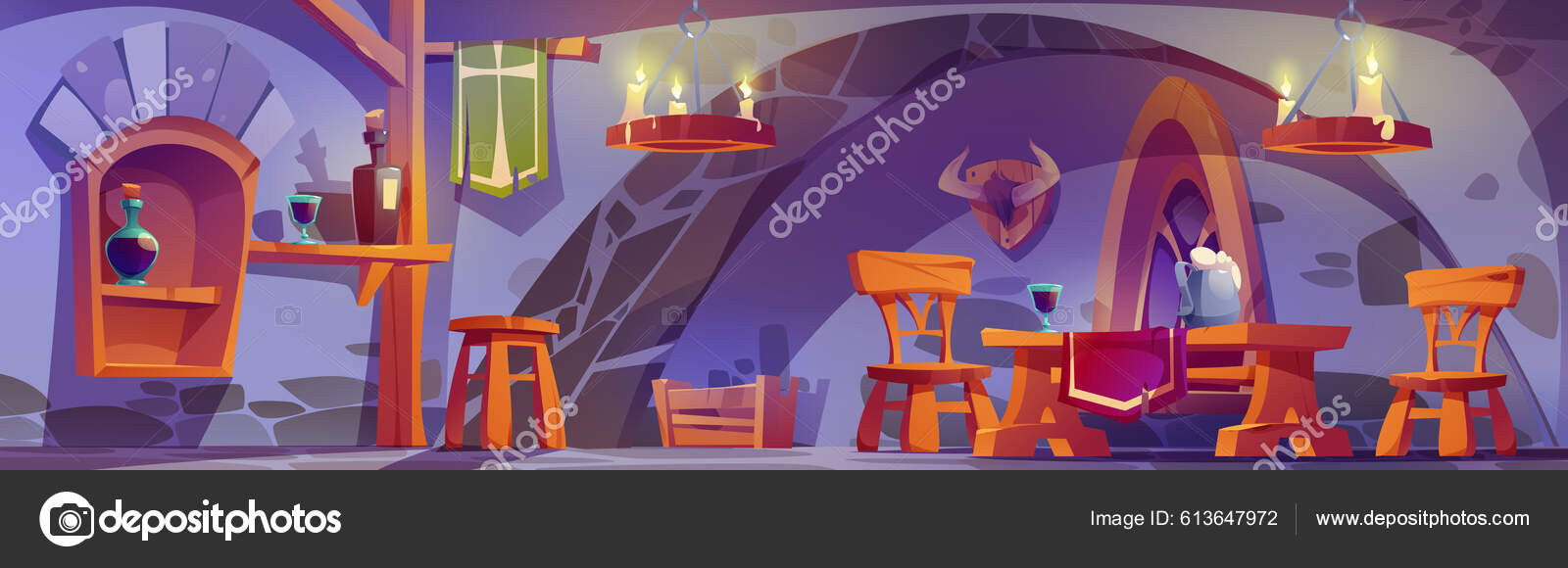 Taberna Medieval Mazmorra Del Castillo Antiguo Bar Interior Con ...