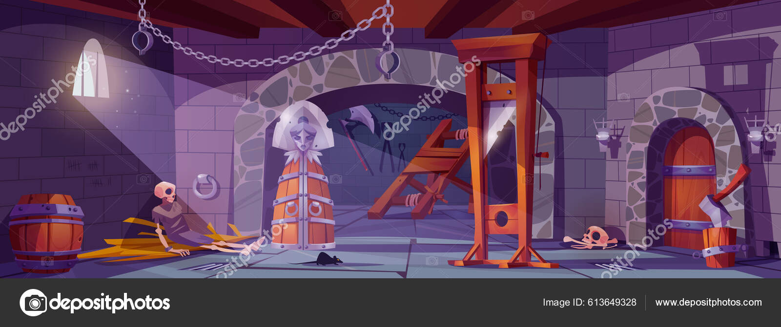 Medieval Torture Room Executioner Tools Dungeon Interior Guillotine ...