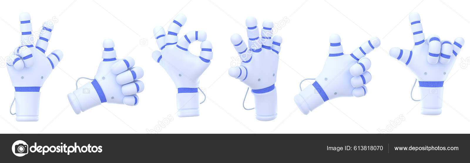 Robot Hands Render Chatbot Palms Gestures Body Language Symbols Victory ...