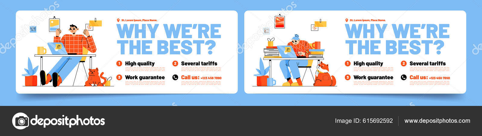 Why Best Banners People Working Home Office Business Introductory Cards ...