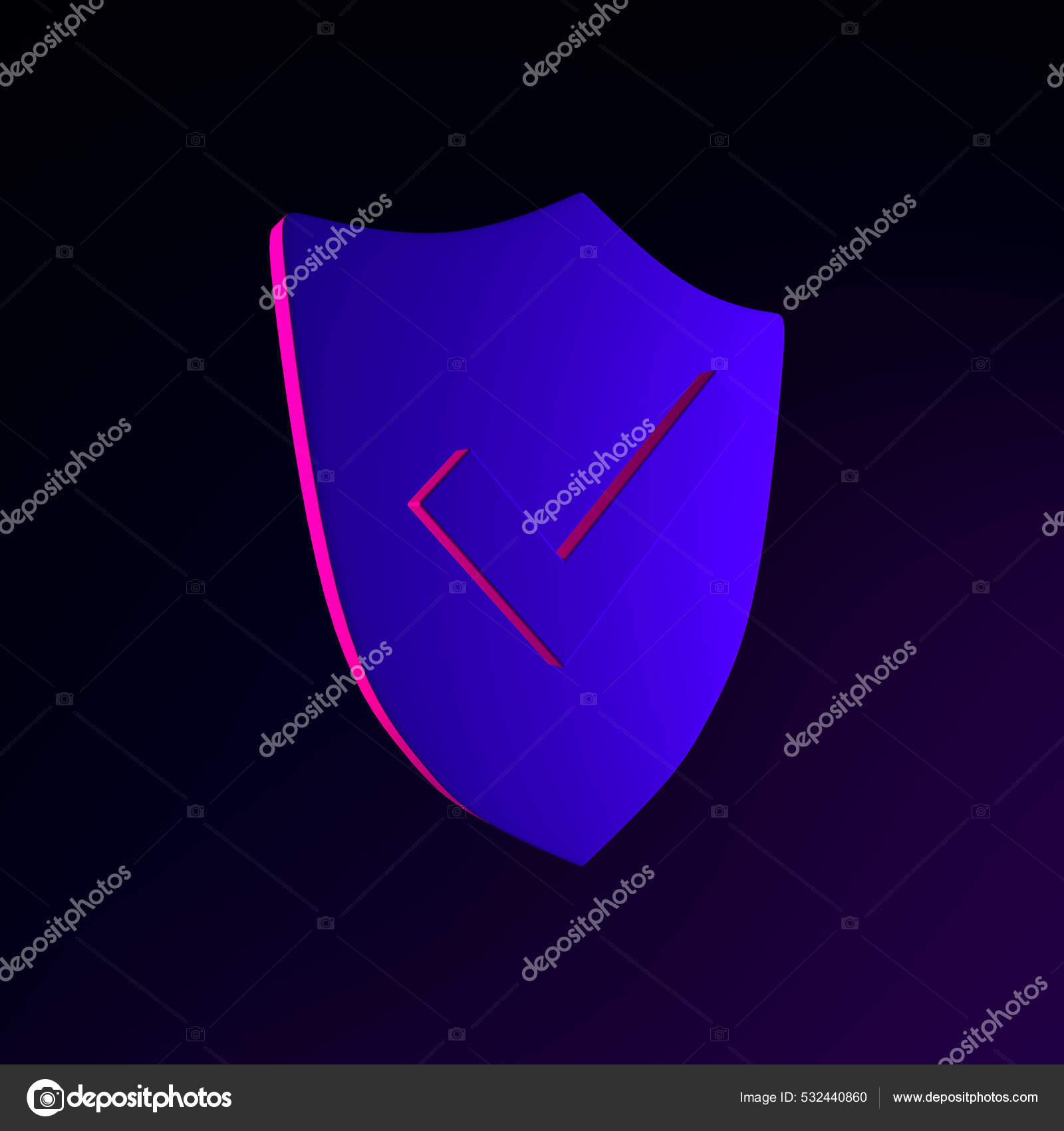 Neon Shield Icon Rendering Interface Element Dark Glowing Symbol Stock Photo by ©Photolas 532440860