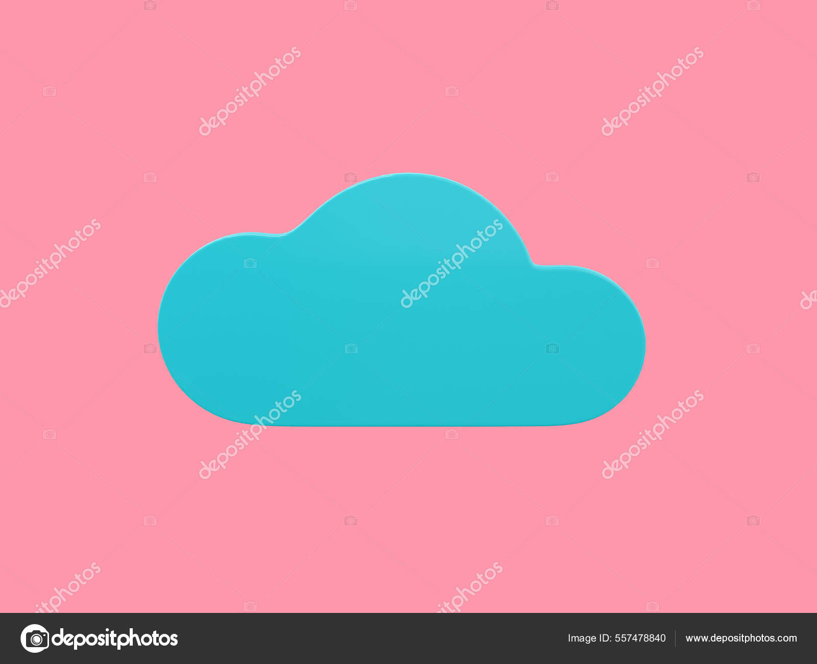 Blue One Color Cloud Front View Pink Flat Background Minimalistic ...