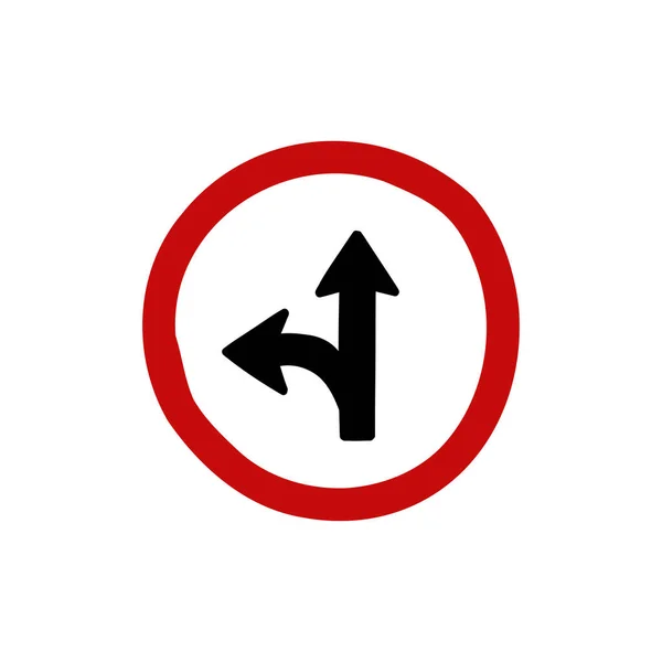 Turn Right Proceed Straight Ahead Sign Doodle Icon Vector Illustration ...
