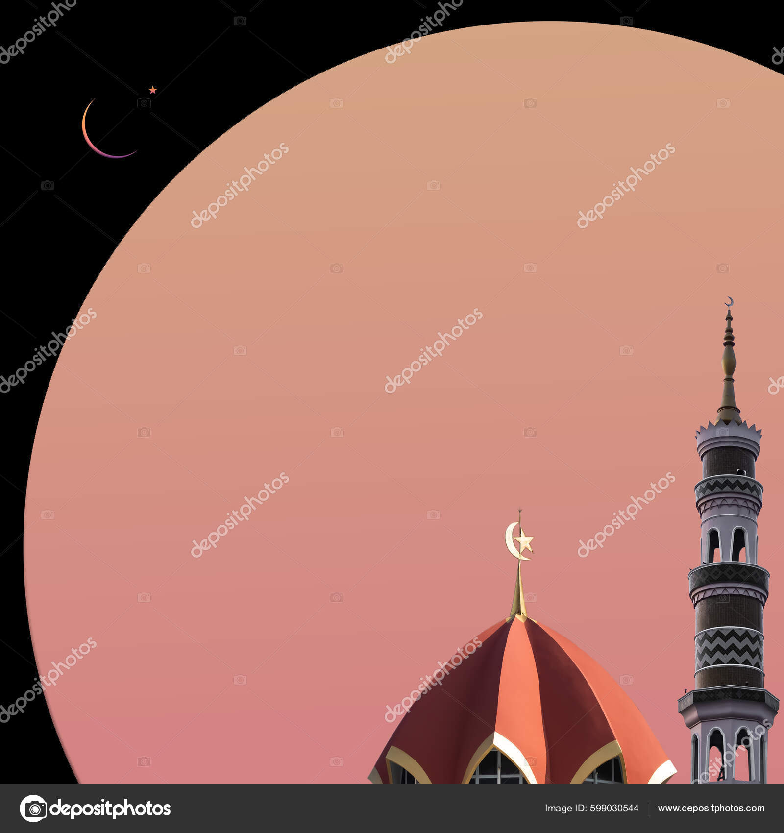Mosques Dome Cresent Moon Black Pink Background Architecture Minaret ...