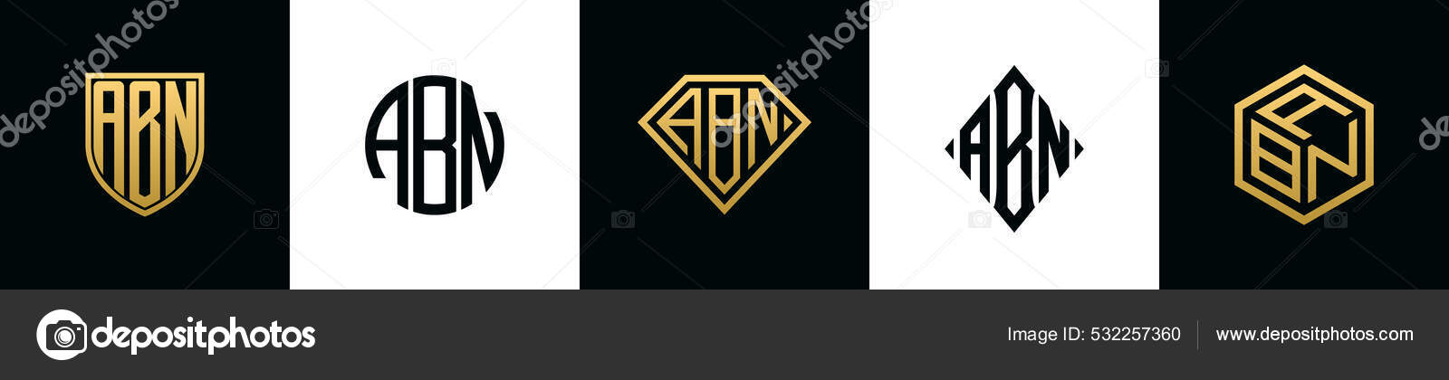 Initial Letters Abn Logo Designs Bundle Set Included Shield Rounded ...