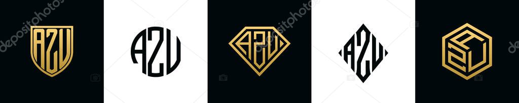 Letras iniciales AZU logo designs Bundle. Este set incluía Escudo ...
