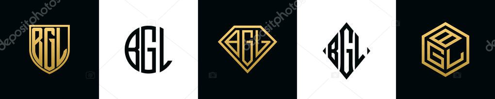 Letras iniciales BGL logo designs Bundle. Este set incluía Escudo ...