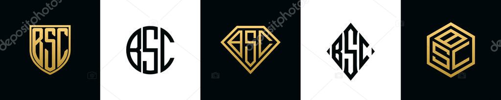 Letras iniciales BSC logo designs Bundle. Este set incluía Escudo ...