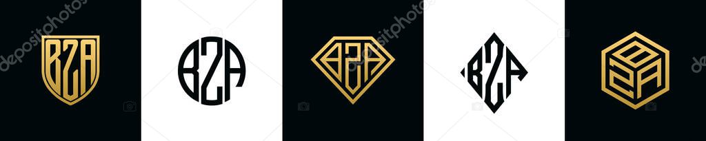 Letras iniciales BZA logo designs Bundle. Este set incluía Escudo ...