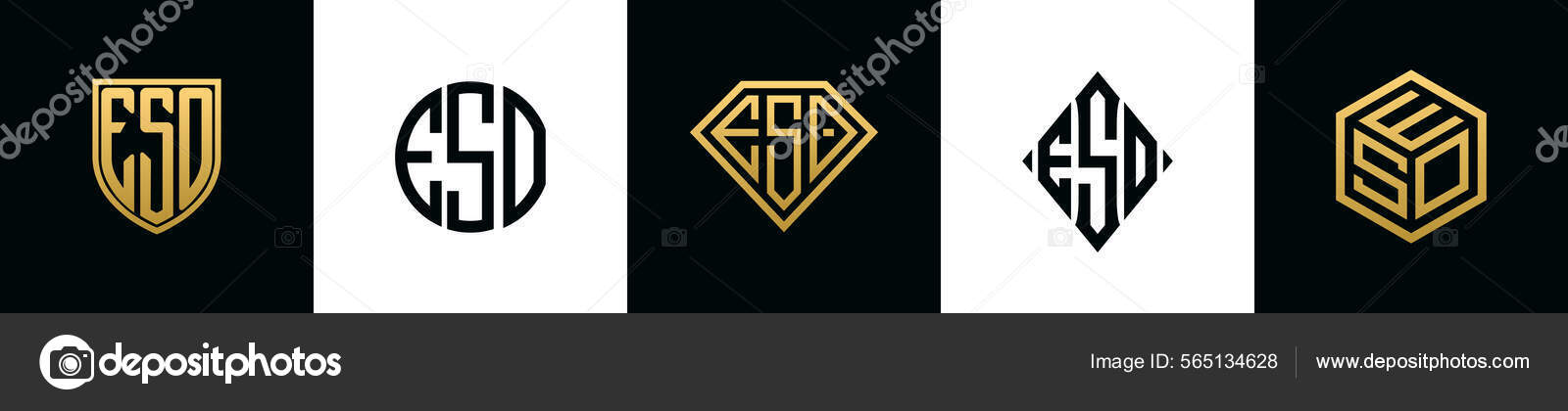Initial Letters Eso Logo Designs Bundle Collection Incorporated Shield ...
