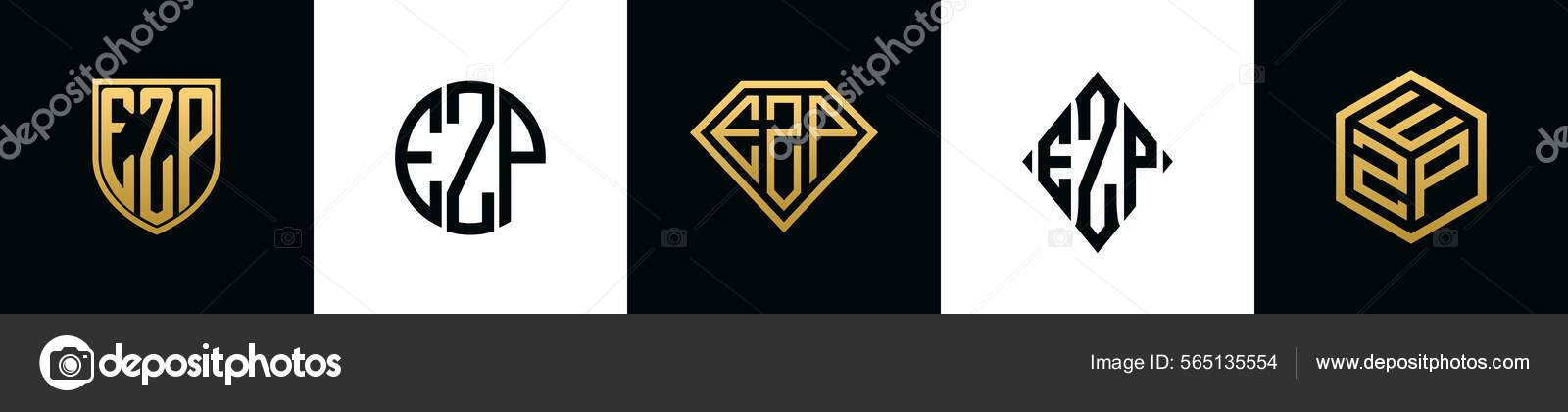 Initial Letters Ezp Logo Designs Bundle Collection Incorporated Shield ...
