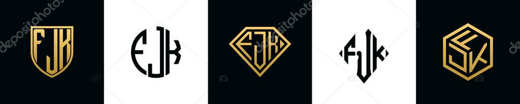 Letras iniciales FJK logo designs Bundle. Esta colección incorporada ...