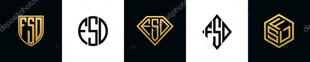 Initial letters FSD logo designs Bundle. This collection incorporated ...