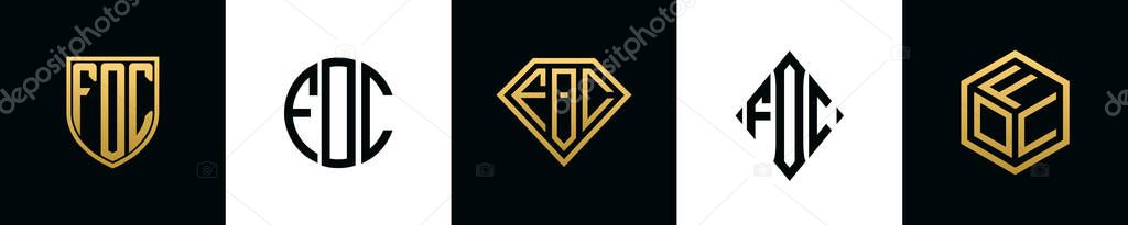 Initial letters FOC logo designs Bundle. This collection incorporated ...