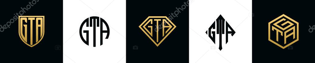 Initial letters GTA logo designs Bundle. This collection incorporated ...