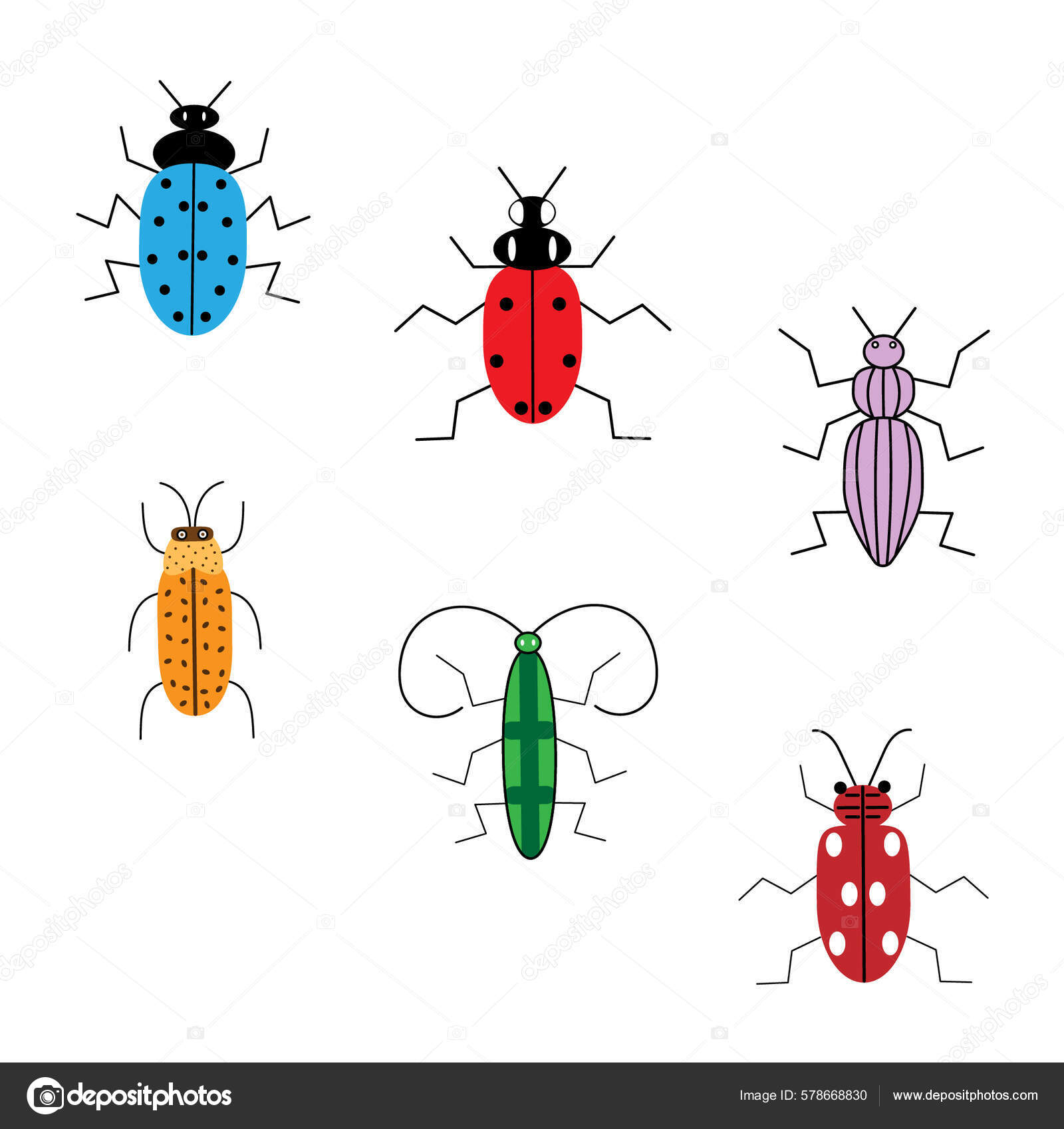 Set Six Colored Beetles — Stock Photo © aida1402 #578668830