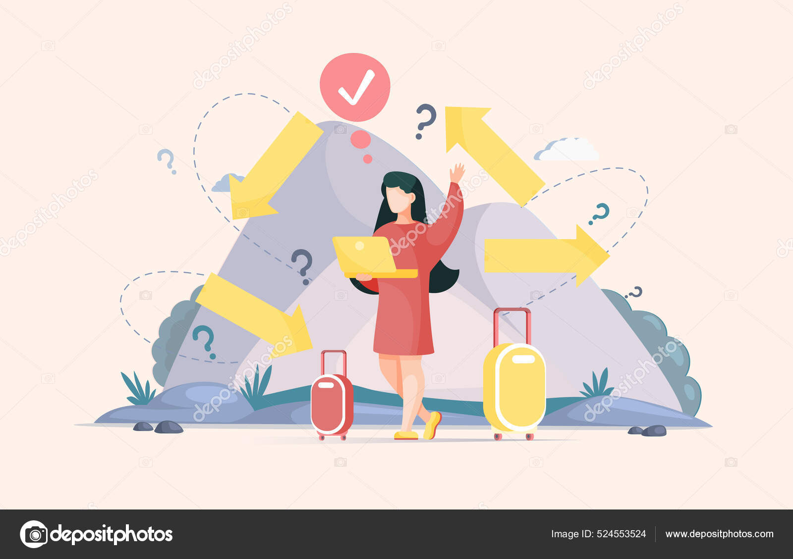 Making confusion choice of path. Woman thought about solution to ...