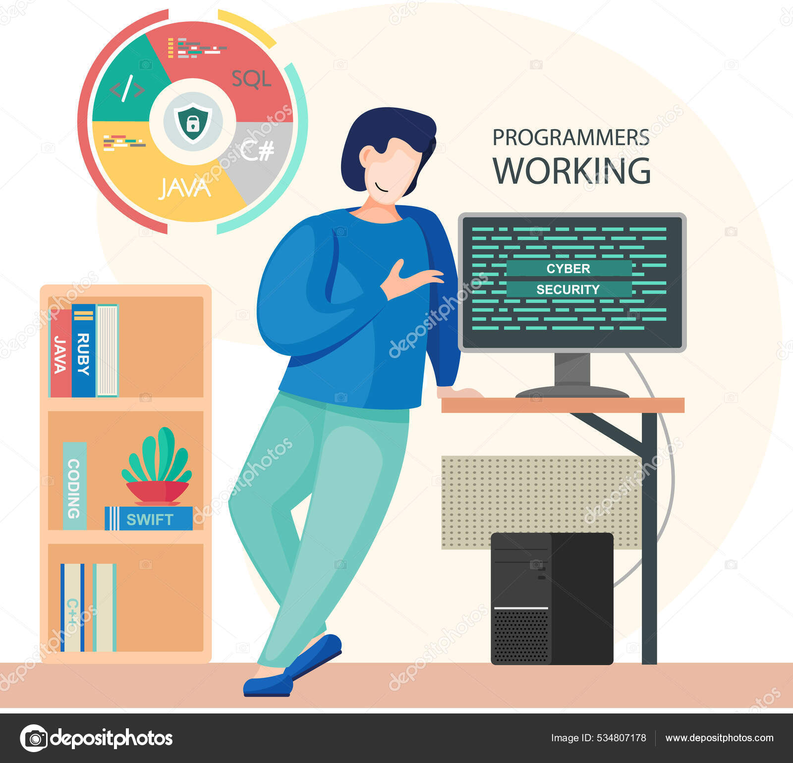 Programmer engineering and coding. Programmer working on web ...
