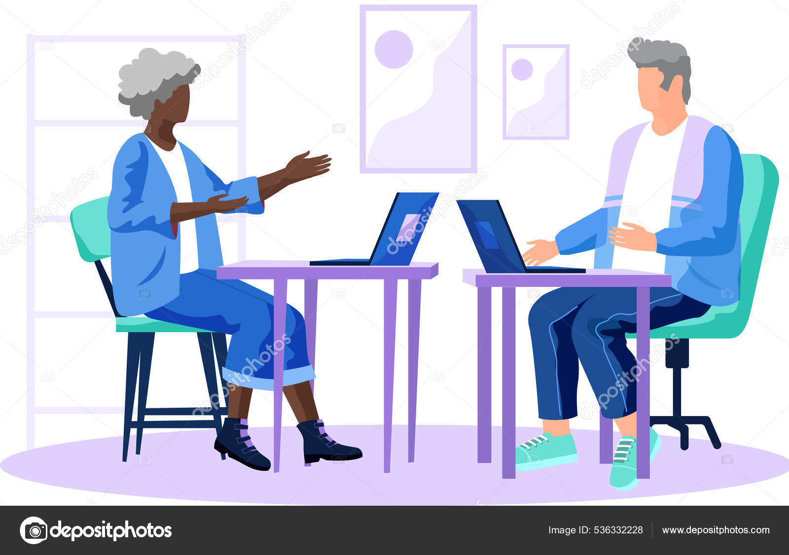 Old people with computer, elderly man and woman pc working with ...